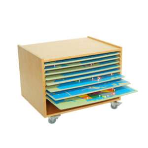 Cabinet for Puzzle Maps Stand with Wheels (Beechwood) - JNC Montessori ...